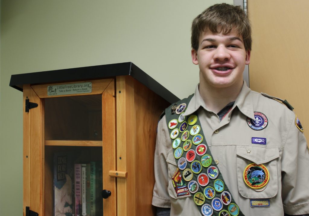 Eagle Scout donates Little Free Libraries to UofL Hospital waiting ...